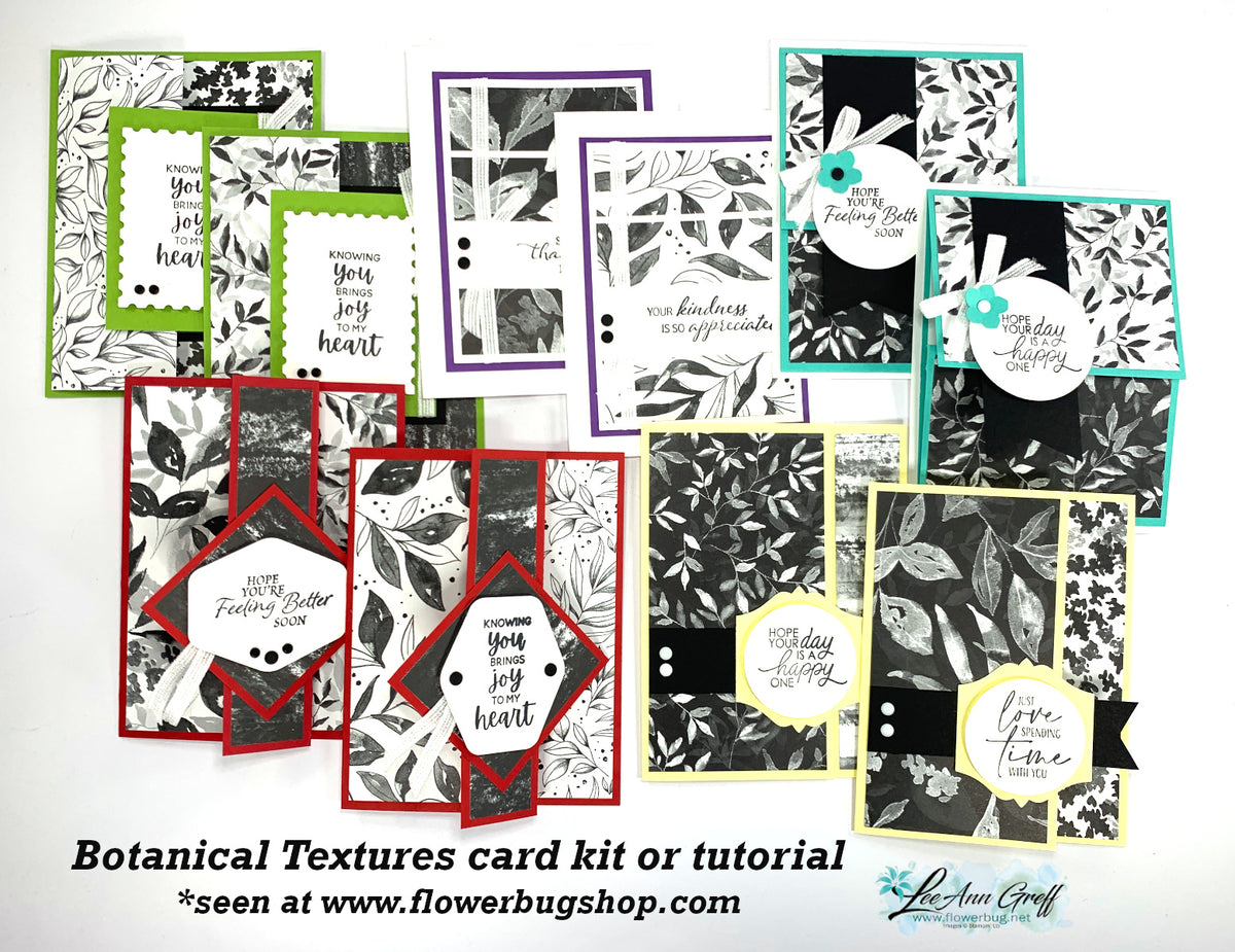 Botanical Textures pre-cut card kit to go; on sale! – Flowerbug's Shop